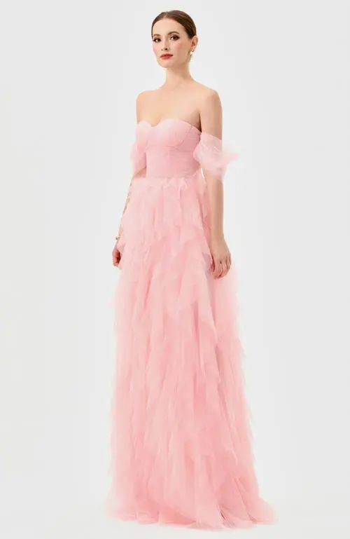 BARIANO Lili Off-shoulder Ruffle Gown