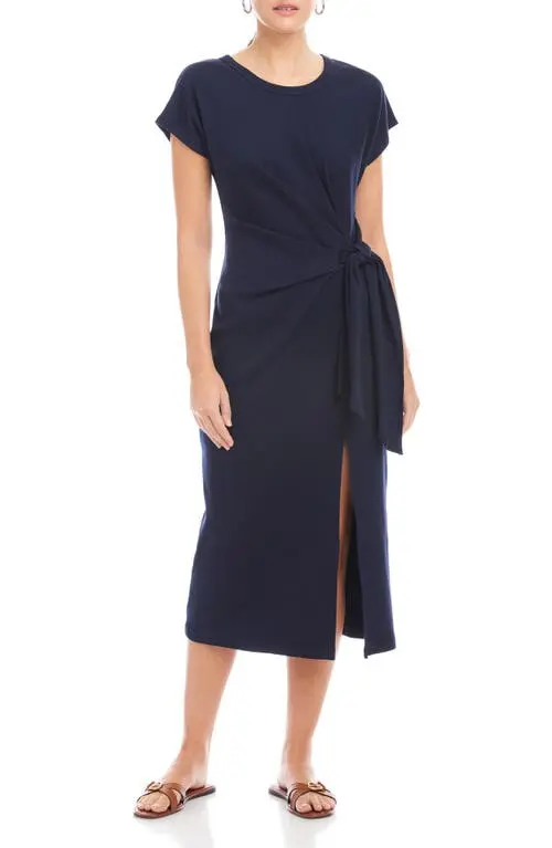 Fifteen Twenty Marissa Side Knot Midi Dress - Navy