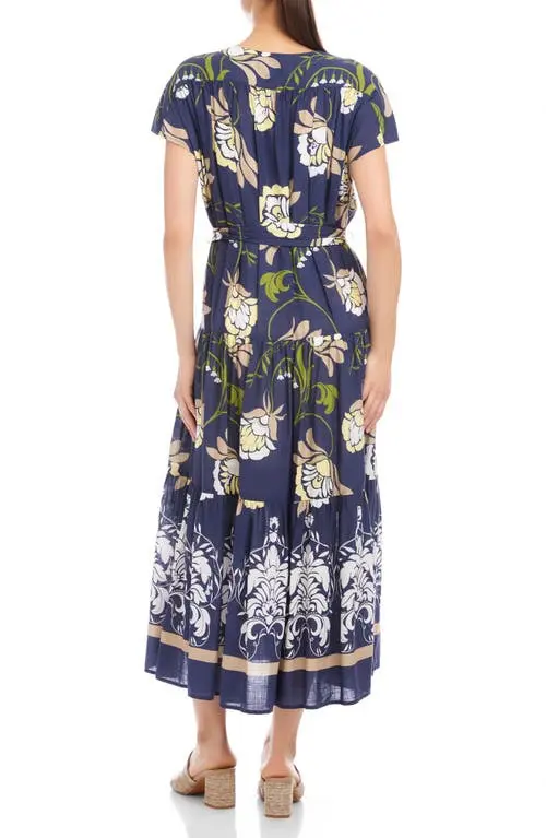 Fifteen Twenty Tiered Tie Waist Midi Dress
