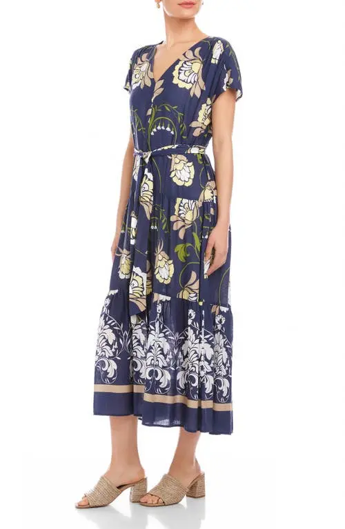 Fifteen Twenty Tiered Tie Waist Midi Dress
