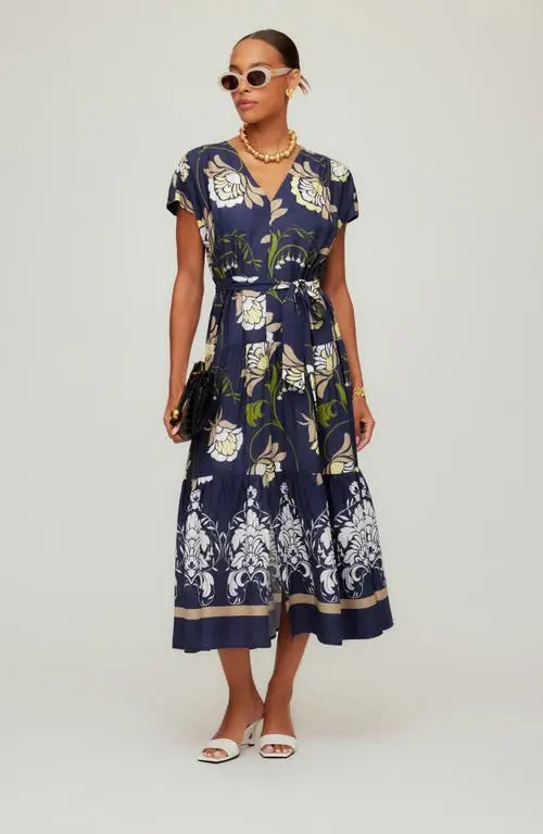 Fifteen Twenty Tiered Tie Waist Midi Dress