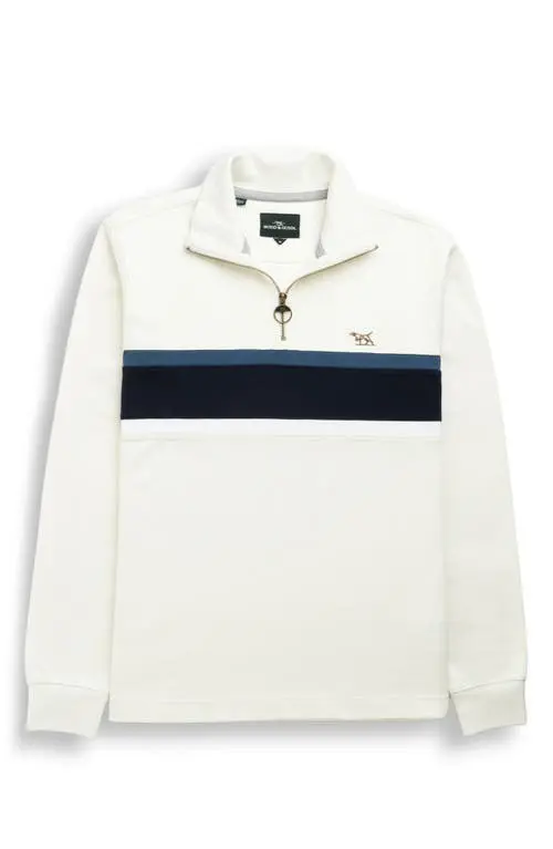 Rodd & Gunn Chesterfield Chest Stripe Quarter Zip Long Sleeve Polo - Bone