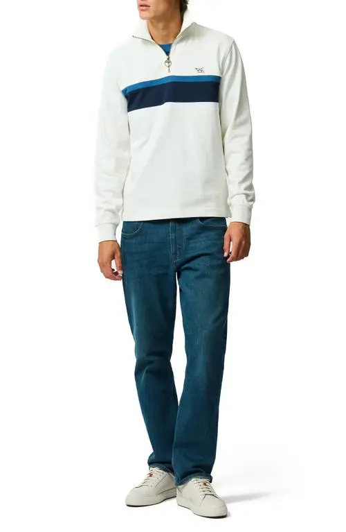 Rodd & Gunn Chesterfield Chest Stripe Quarter Zip Long Sleeve Polo - Bone