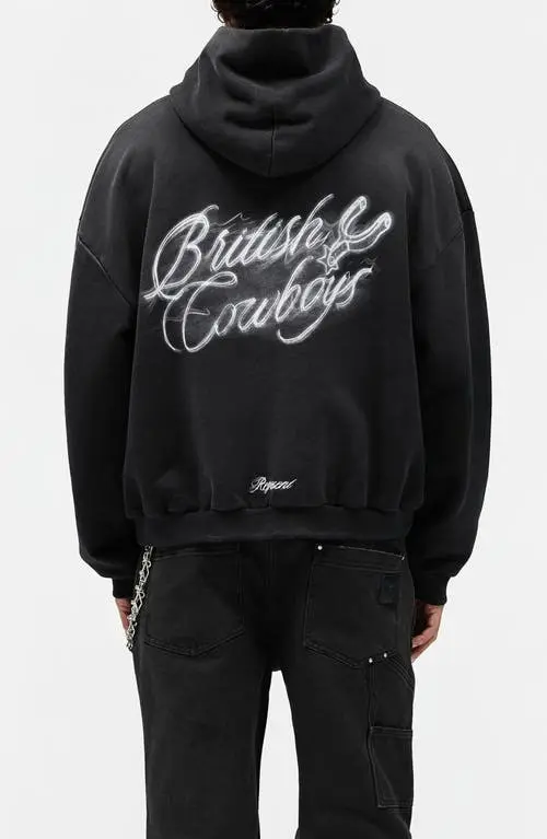 REPRESENT British Cowboys Graphic Cotton Hoodie - Stained Black