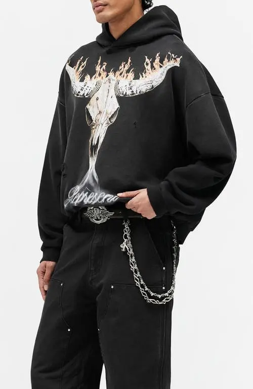 REPRESENT British Cowboys Graphic Cotton Hoodie - Stained Black