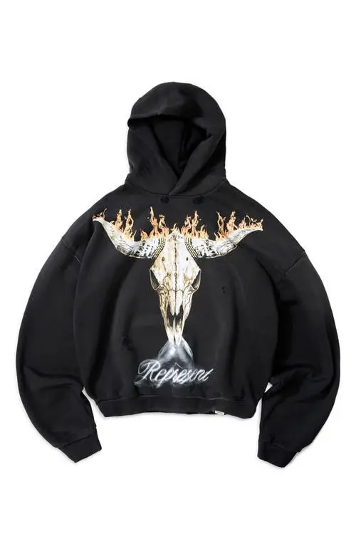 REPRESENT British Cowboys Graphic Cotton Hoodie - Stained Black