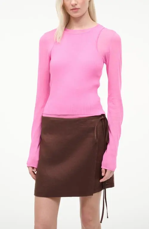 Staud Taylor Long Sleeve Mixed Media Minidress