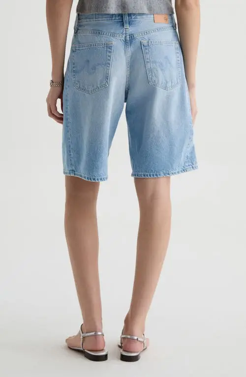 Ag Hattie High-waist Barrel Denim Bermuda Shorts