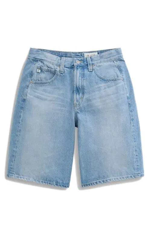 Ag Hattie High-waist Barrel Denim Bermuda Shorts