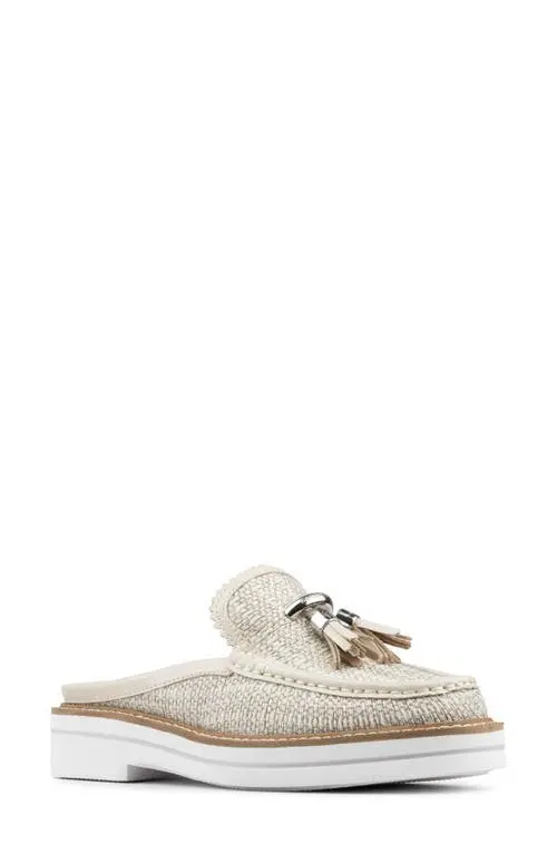 DONALD PLINER Tassel Mule With Memory Foam Cushioning - Beige/silver