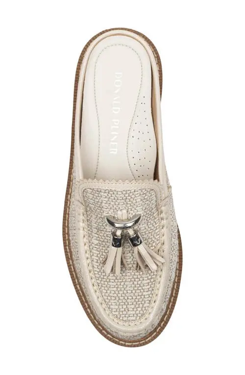 DONALD PLINER Tassel Mule With Memory Foam Cushioning - Beige/silver