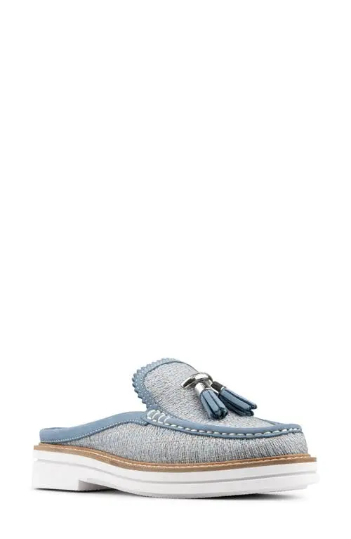 DONALD PLINER Tassel Mule With Memory Foam Cushioning - Denim
