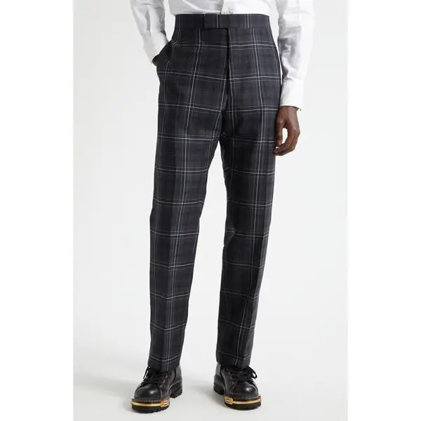 Thom Browne Plaid Wool Backstrap Trousers - Black