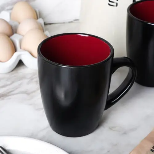 STONE + LAIN Albie Stoneware 4-piece Mug Set - Red And Black