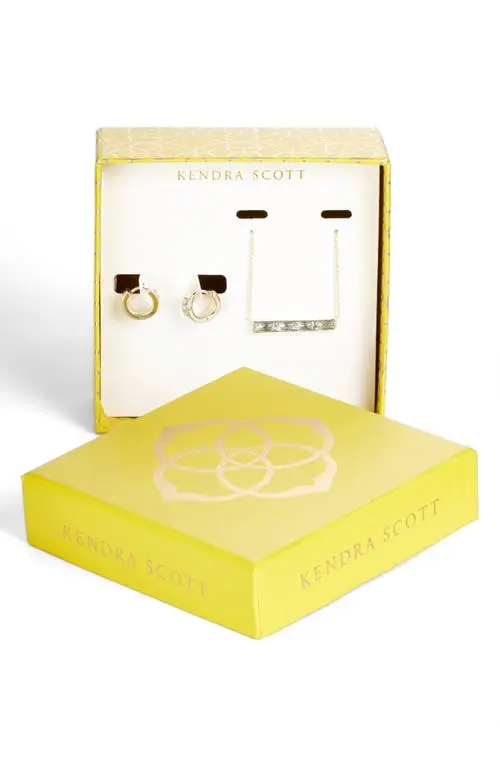 Kendra Scott Three-piece Necklace & Earrings Set - Gold White Crystal