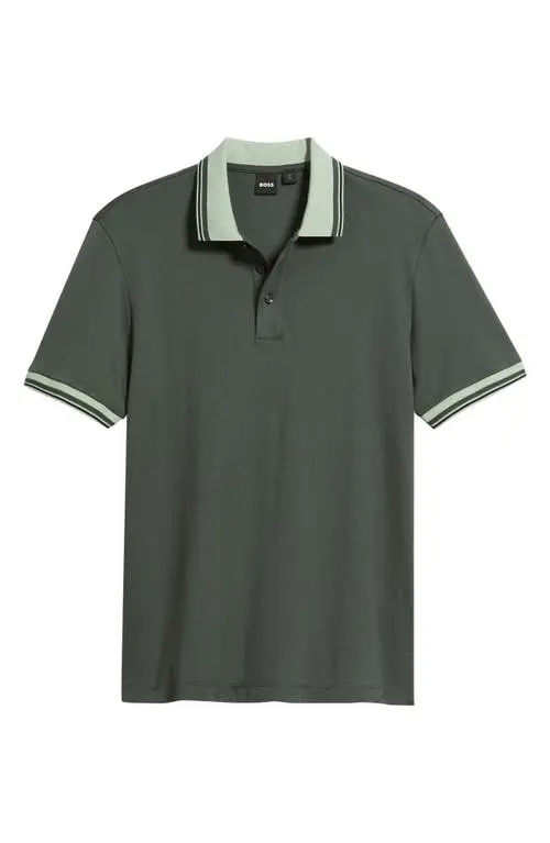 BOSS Parlay Tipped Cotton Polo - Open Green