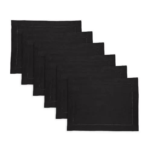 Solino Home Linen Placemats Set Of 4, 14 X 19 Inch For Dining Table - Black