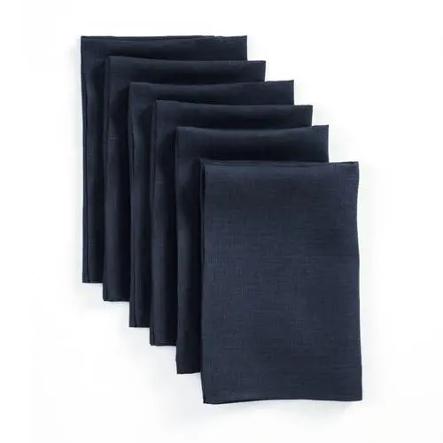 Solino Home Linen Dinner Napkins Set Of 6, 20 X 20 Inch For Dining Table - Navy