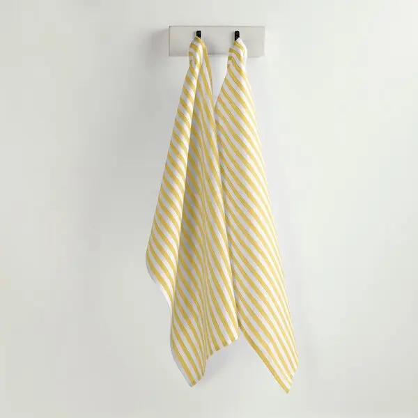 SOLINO HOME Linen Kitchen Towelsamalfi Stripe - Primrose Yellow And White