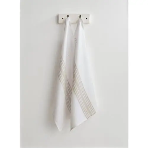 SOLINO HOME Linen Kitchen Towelsfarmhouse - Natural And White