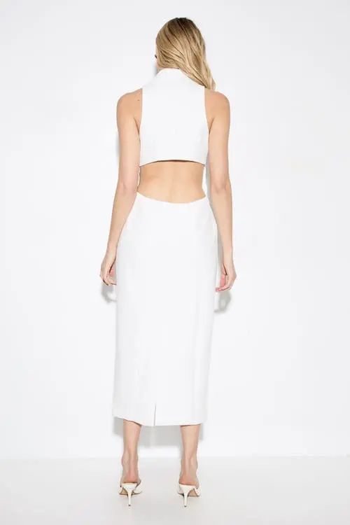MISSPAP Open Back Waistcoat Midi Dress