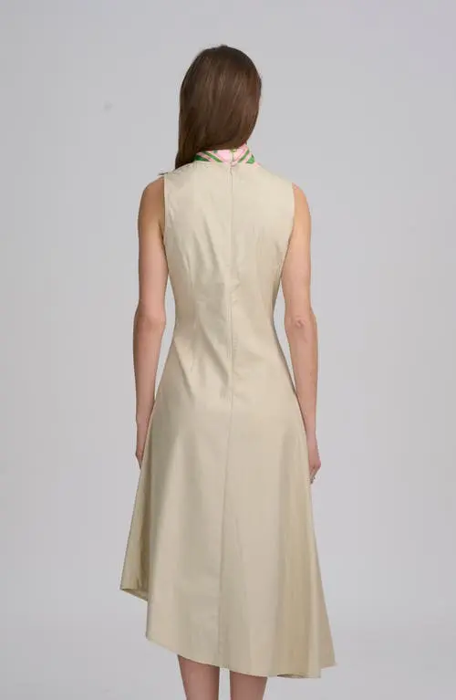 ELLE COLLECTION Asymmetrical Sleeveless Dress - Sand