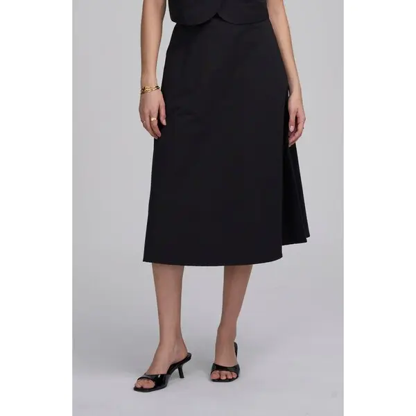 ELLE COLLECTION Elegant High-waist Midi Skirt - Black