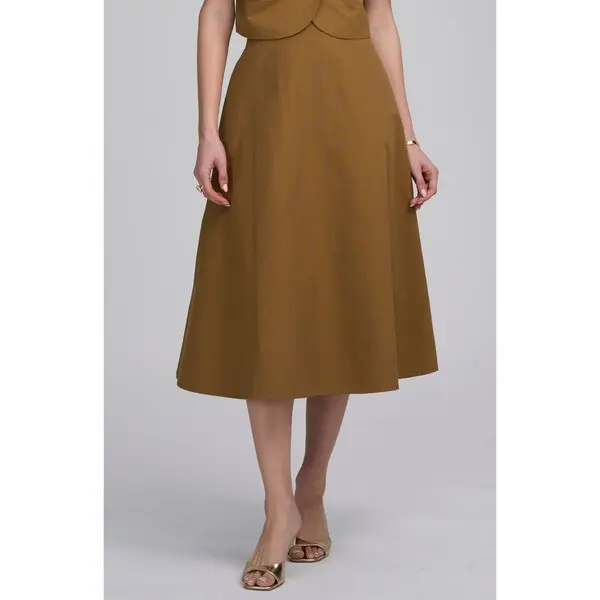 ELLE COLLECTION Elegant High-waist Midi Skirt - Gold