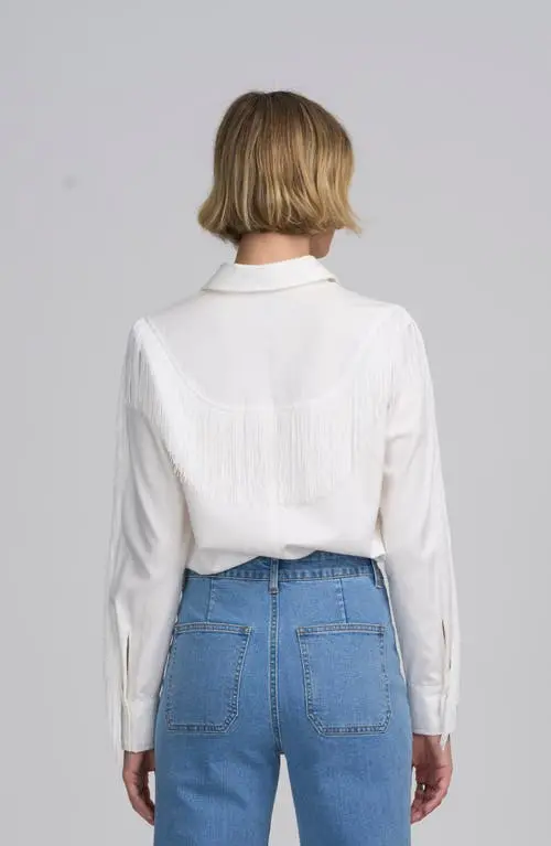 ELLE COLLECTION Fringe-panel Button-front Shirt