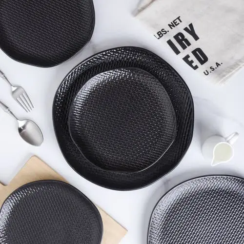 STONE + LAIN Abigael Stoneware 4-piece Dinner Plate Set - Black