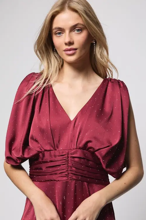 OASIS Hotfix Detail Ruched Bodice Midi Dress
