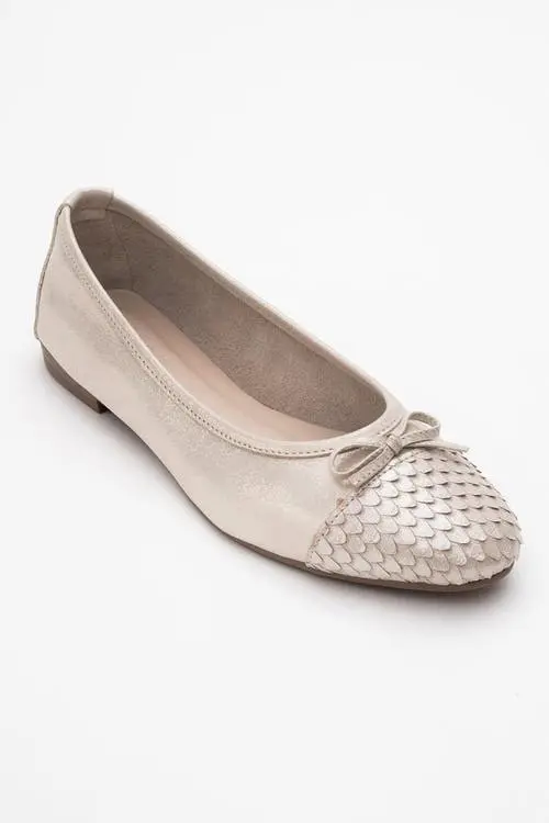 FOREVER & ALWAYS SHOES Copos Leather Ballet Flats - Beige