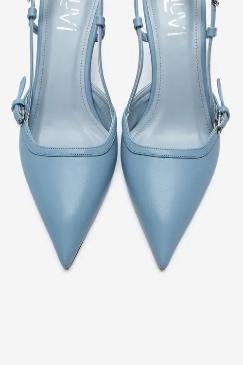 PROLOGUE SHOES Celia Pointed Toe Wedge Pump - Blue