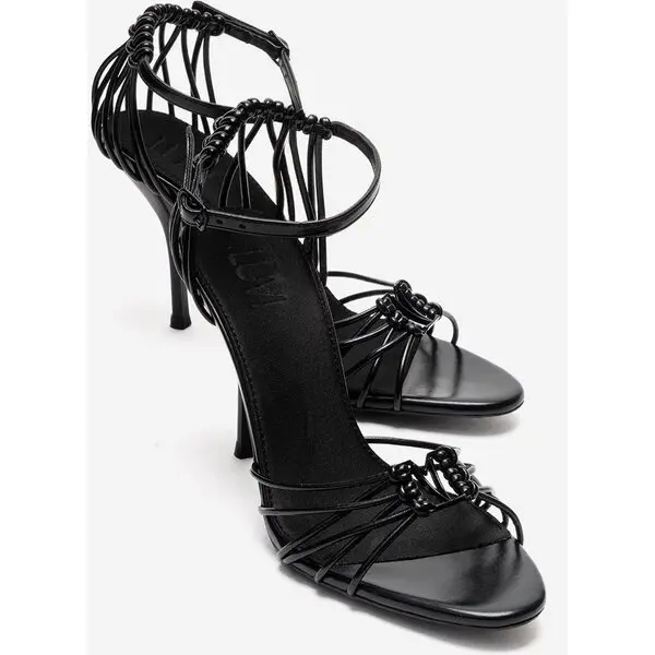 PROLOGUE SHOES Arona Ankle Strap Stiletto Sandal - Black