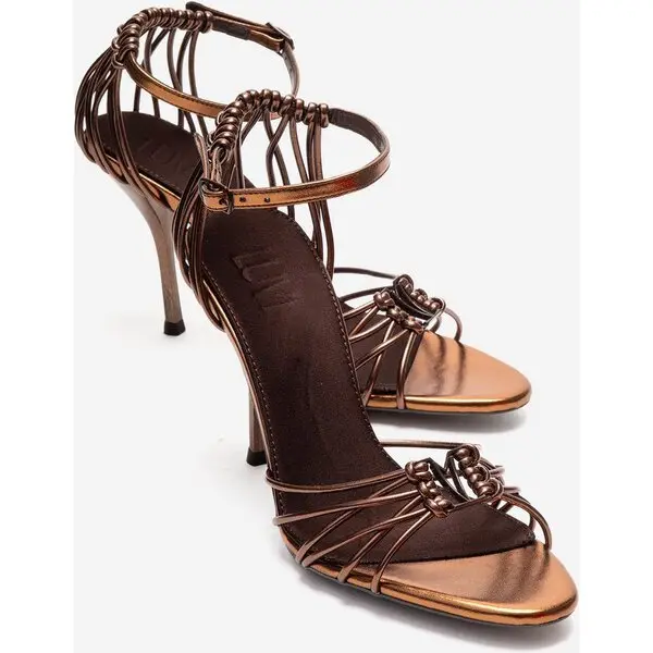 PROLOGUE SHOES Arona Ankle Strap Stiletto Sandal - Brown
