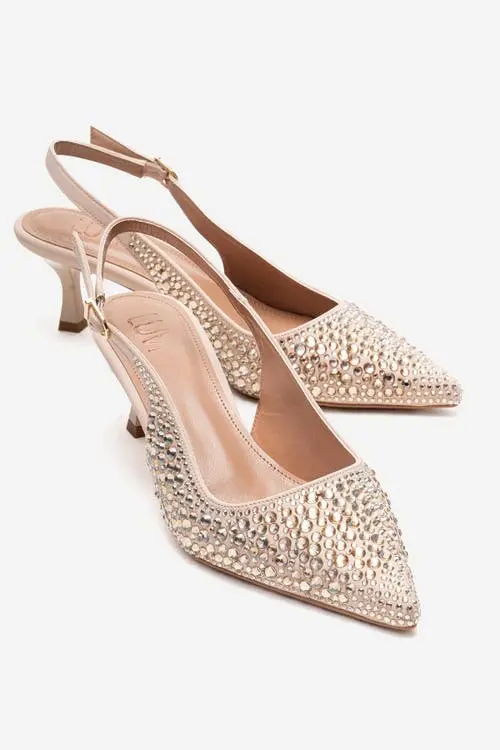 PROLOGUE SHOES Thea Slingback Pointed Toe Pump - Nude