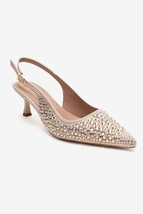 PROLOGUE SHOES Thea Slingback Pointed Toe Pump - Nude