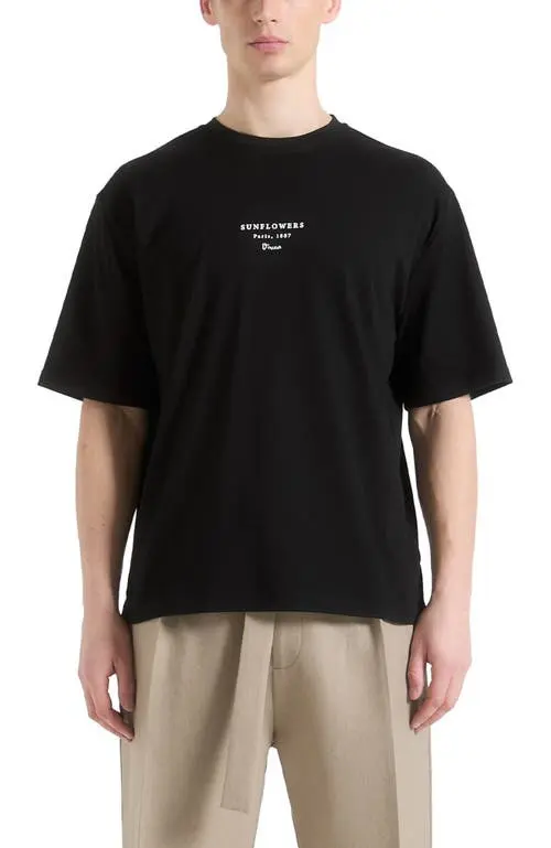 Manière De Voir Sunflowers Van Gogh Cotton T-shirt - Black