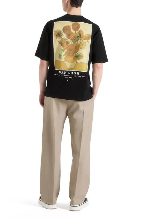 Manière De Voir Sunflowers Van Gogh Cotton T-shirt - Black