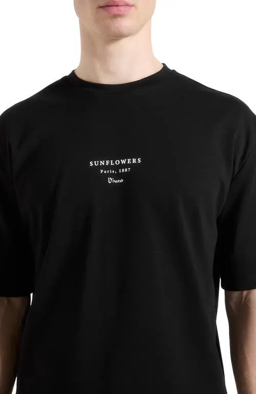 Manière De Voir Sunflowers Van Gogh Cotton T-shirt - Black