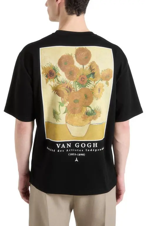 Manière De Voir Sunflowers Van Gogh Cotton T-shirt - Black