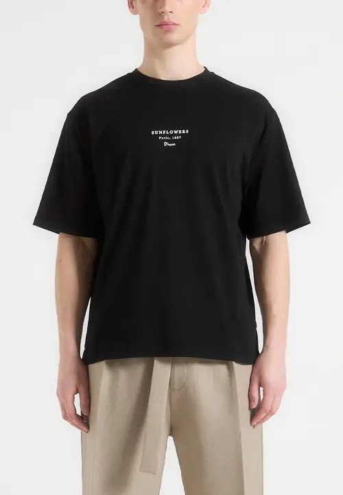 Manière De Voir Sunflowers Van Gogh Cotton T-shirt - Black