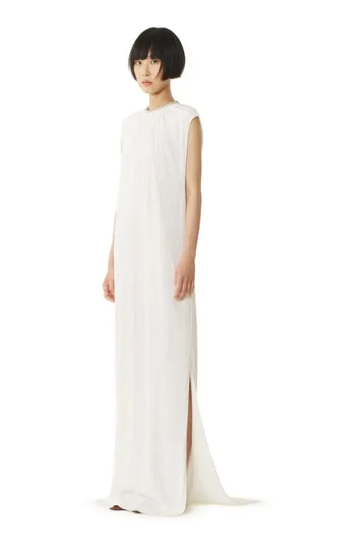 LANVIN Embroidered Charmeuse Gown - White