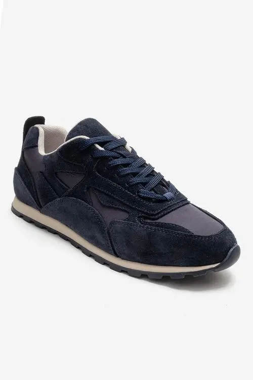 FOREVER & ALWAYS SHOES Sahra Leather Sneaker - Navy Suede