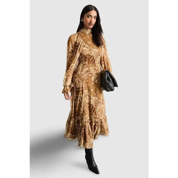 WAREHOUSE Chiffon Sleeve Midaxi Dress