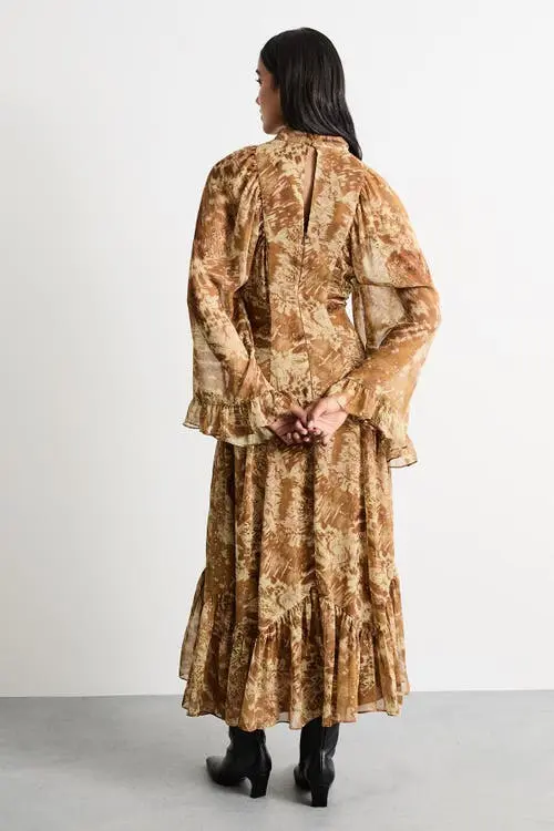 WAREHOUSE Chiffon Sleeve Midaxi Dress