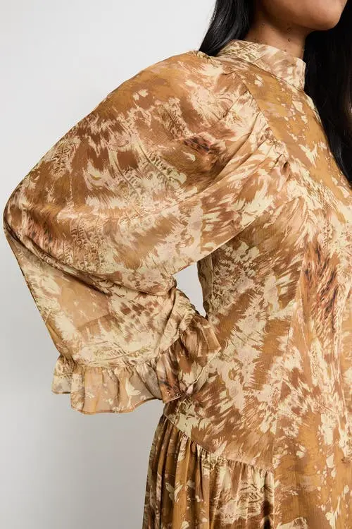 WAREHOUSE Chiffon Sleeve Midaxi Dress