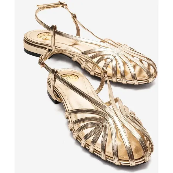 PROLOGUE SHOES Liss Metallic Strap Sandal - Gold