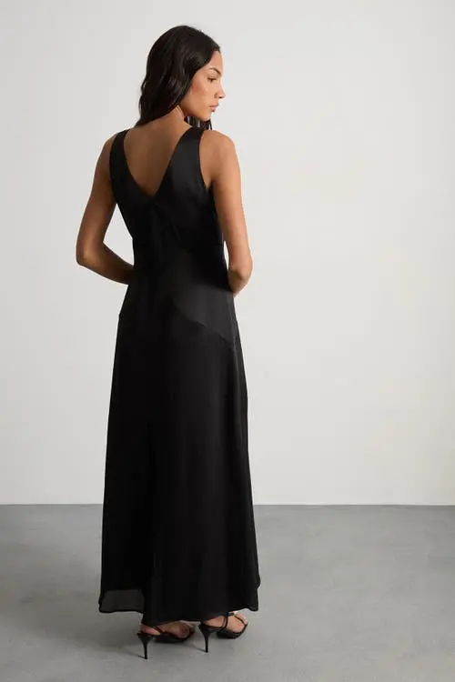 WAREHOUSE Satin And Chiffon Mix Midaxi Dress