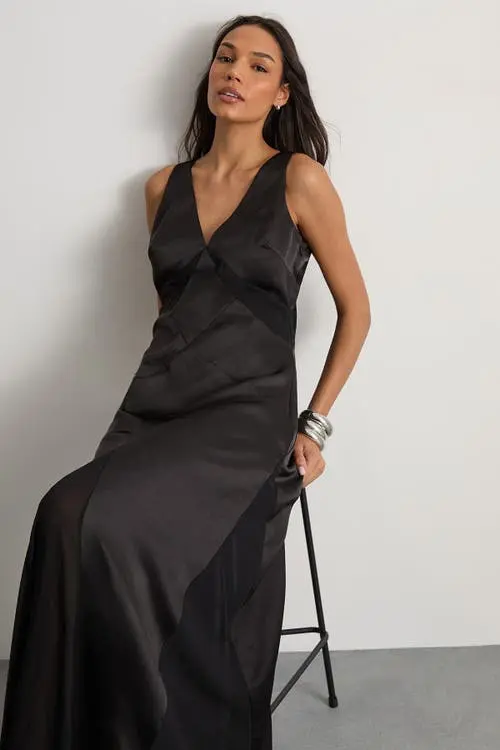 WAREHOUSE Satin And Chiffon Mix Midaxi Dress